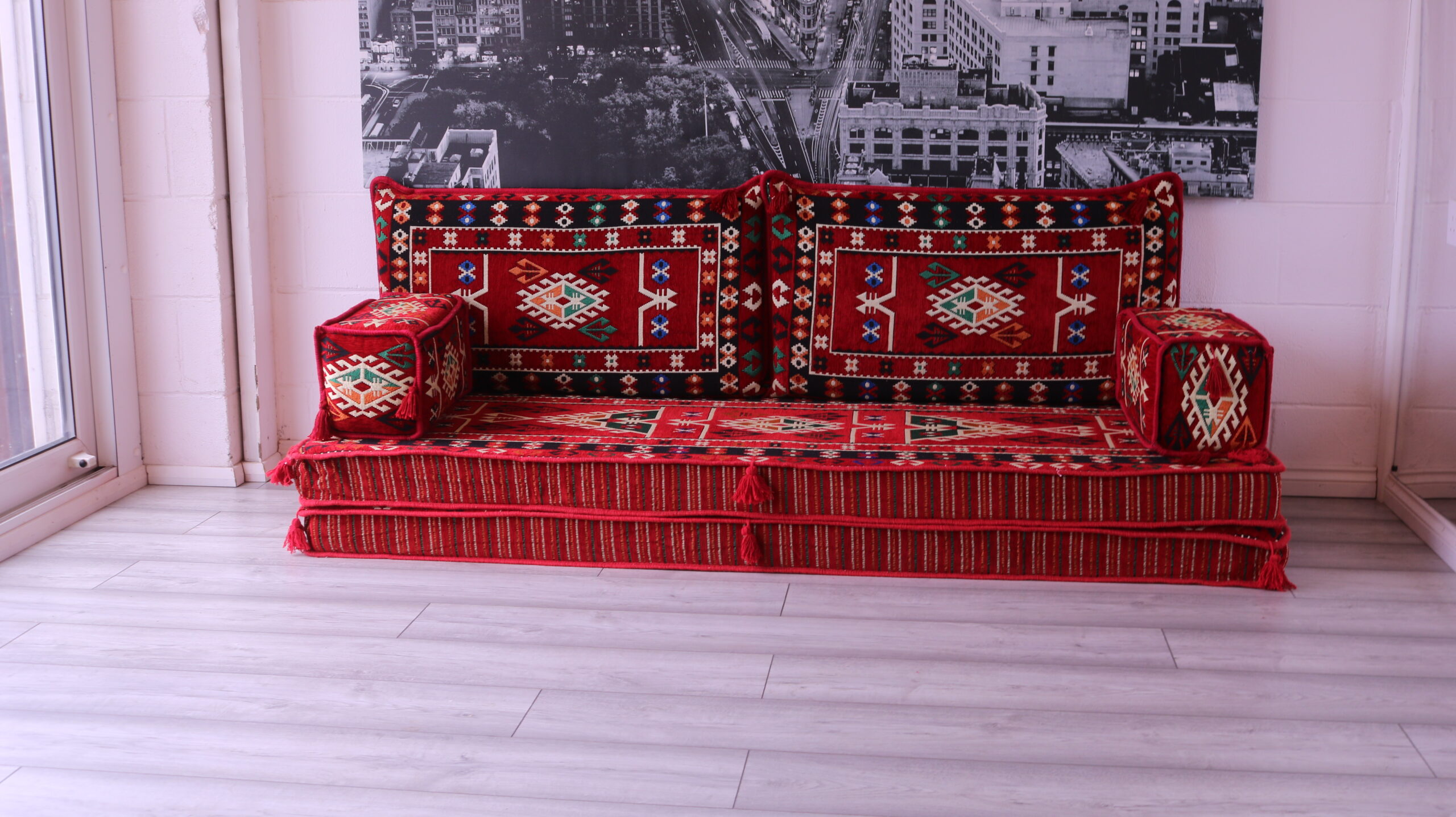 Arabic Turkish Middle Eastern Moroccan Floor Oriental Seating Cover and foam set of 6 pice double mattress Home Furniture Express